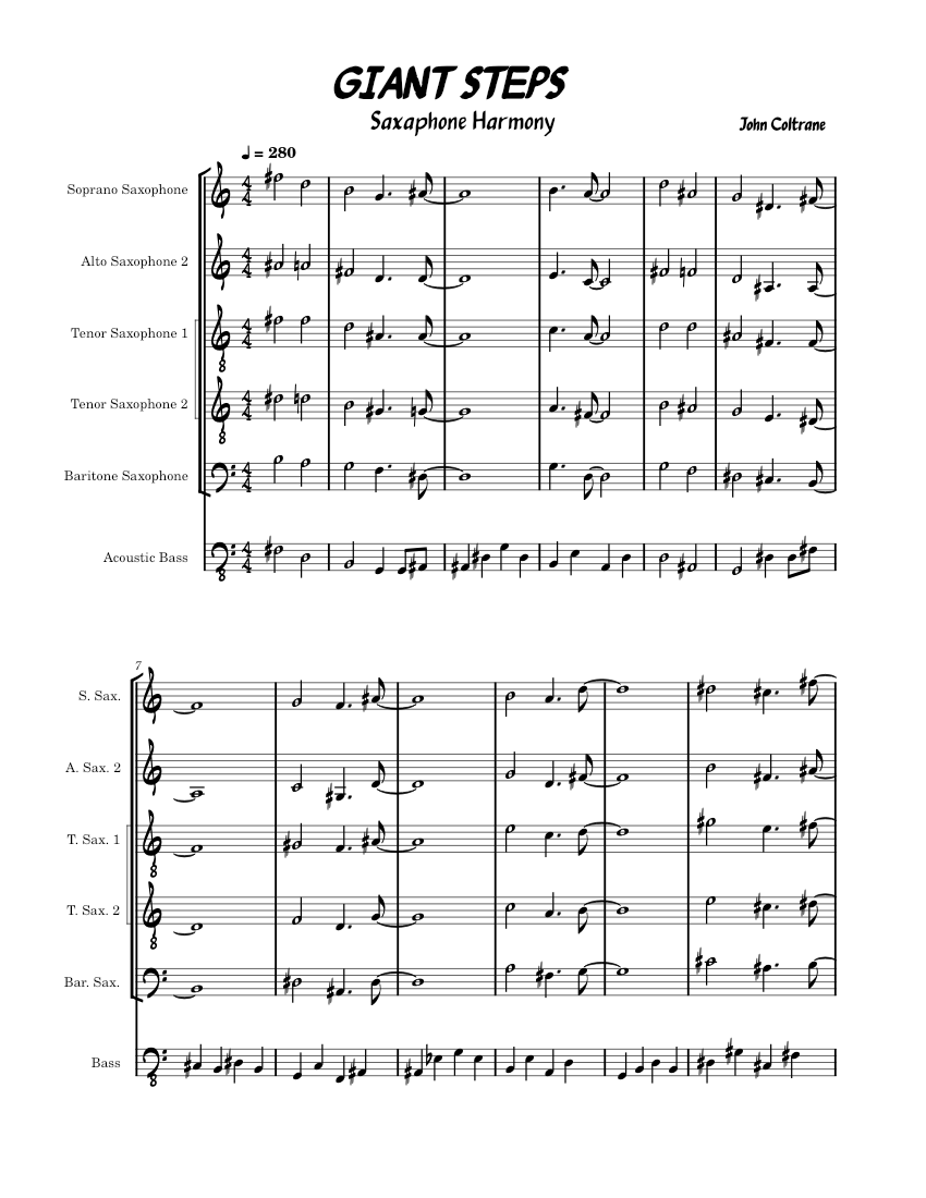 Giant steps – John Coltrane Sheet music for Saxophone alto, Saxophone ...