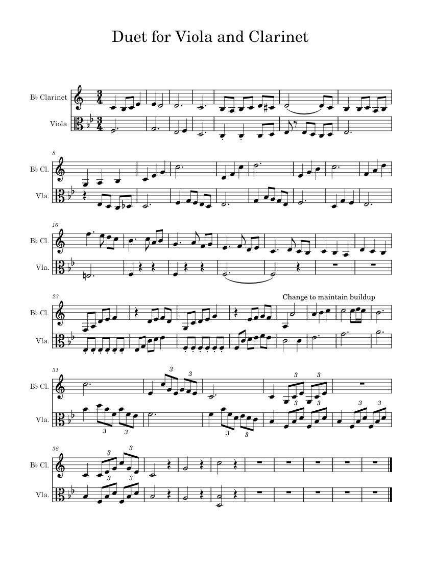 Duet_for_Viola_and_Clarinet {incomplete} Sheet music for Clarinet in b ...