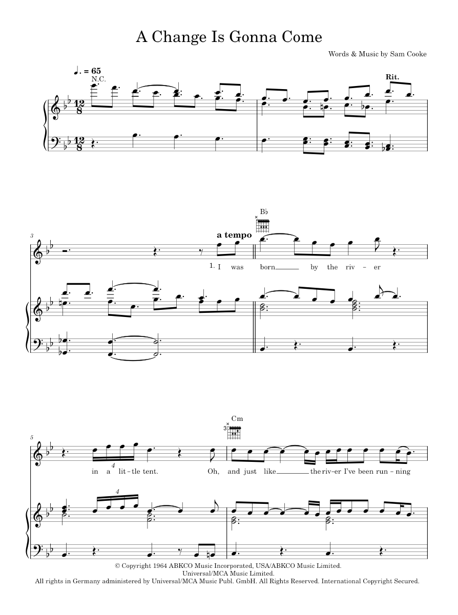 Play Official version of A change is gonna come Sheet Music by Sam ...