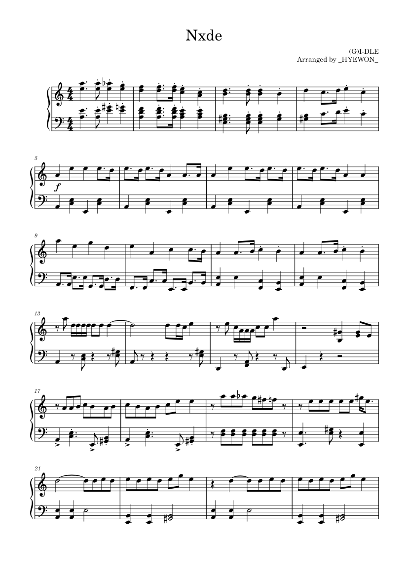 Nxde – (G)I-DLE (Piano Solo) Sheet music for Piano (Solo) | Musescore.com