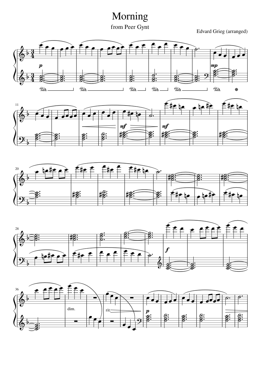 Morning Sheet music for Piano (Solo) Easy | Musescore.com