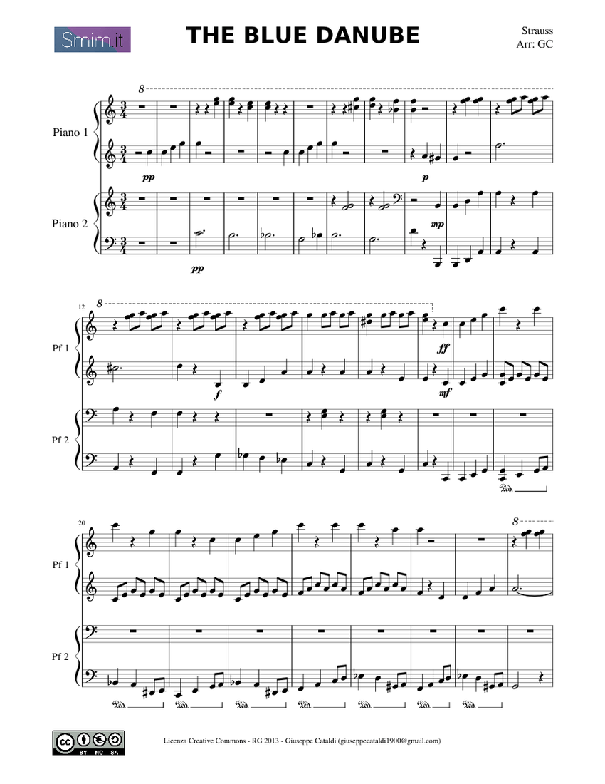 The Blue Danube (Strauss) Sheet music for Piano (Piano Four Hand ...