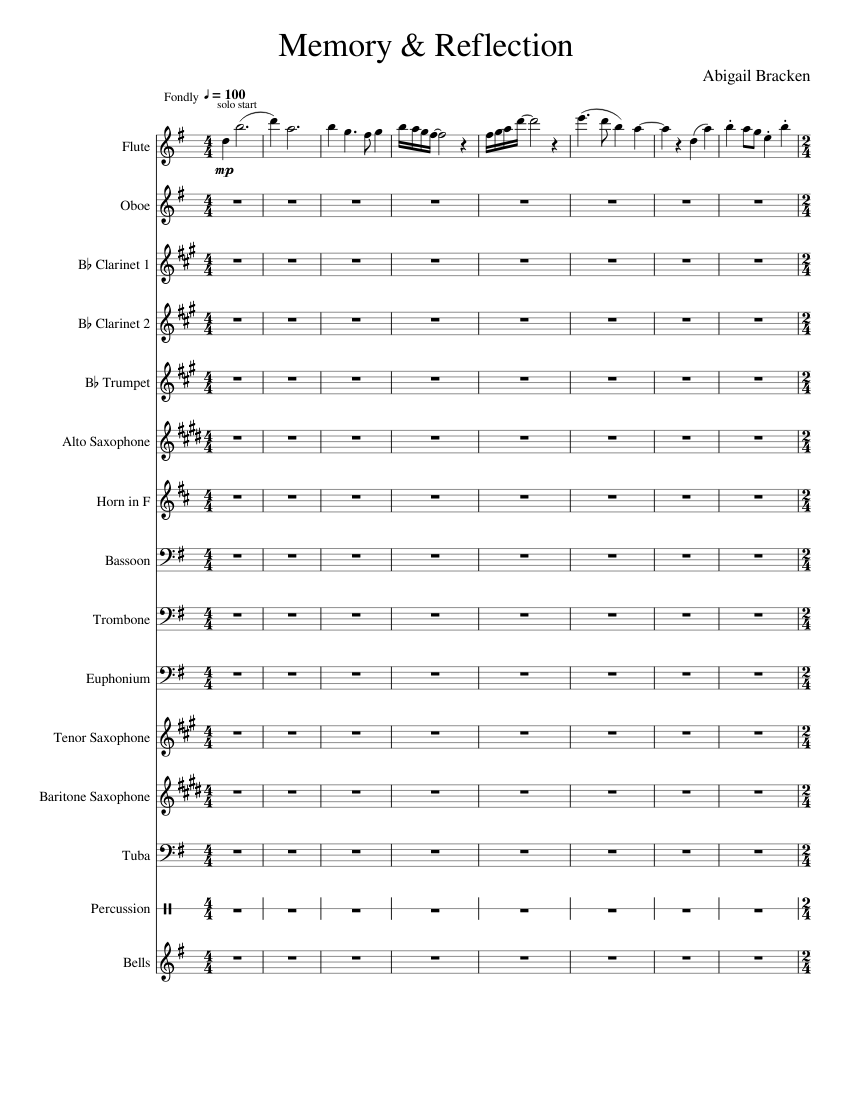 Memory & Reflection Sheet music for Trumpet (In B Flat), Trombone ...
