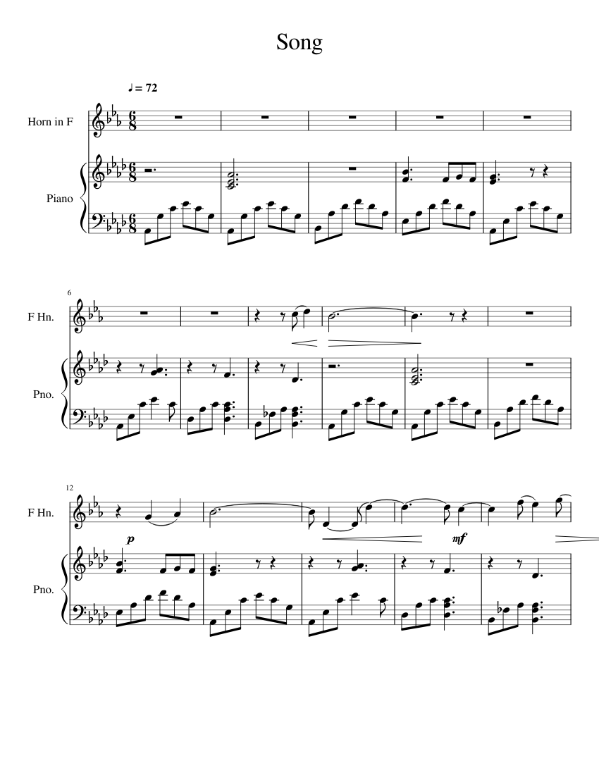 Song Sheet music for Piano, French Horn (Solo) | Musescore.com