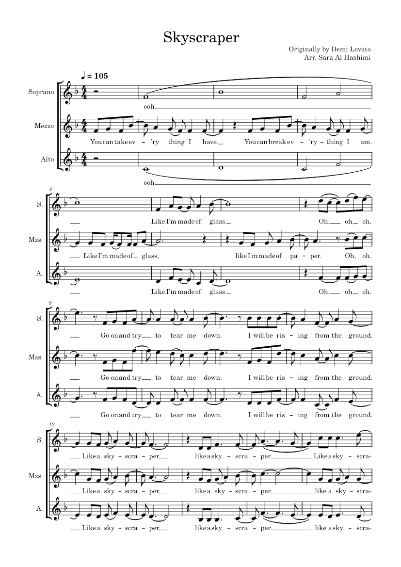 Skyscraper Sheet music for Soprano, Alto, Mezzo soprano (A Capella) | Musescore.com