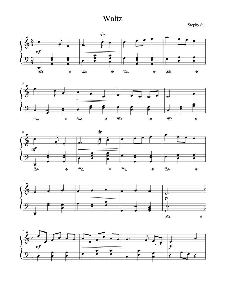 Waltz 1 Sheet music for Piano (Solo) Easy | Musescore.com