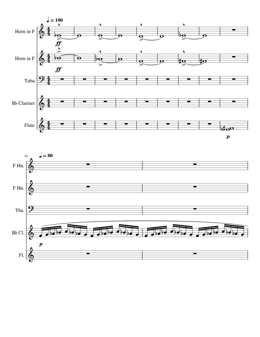 The Mystery Sheet music for Tuba, Flute, Clarinet in b-flat, French ...