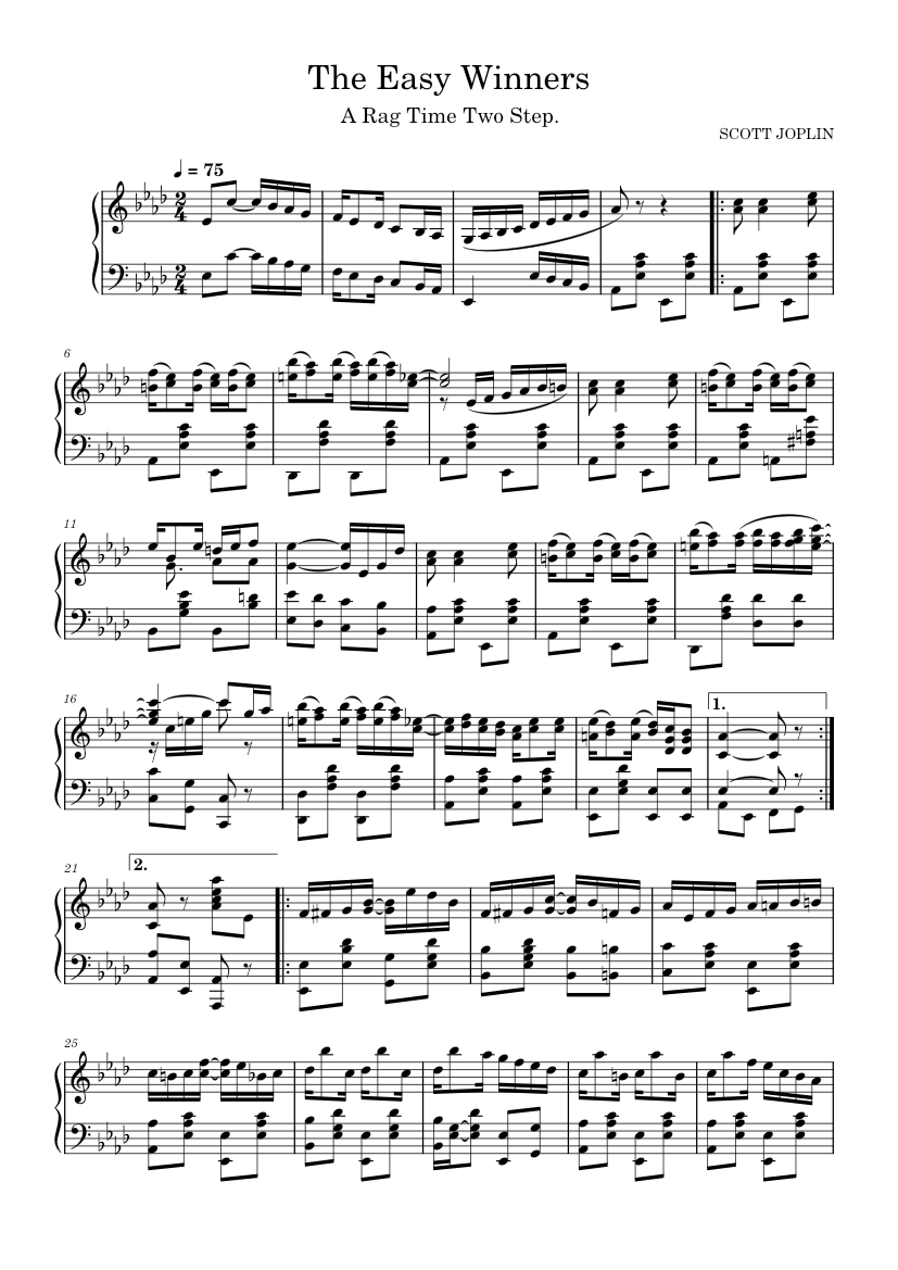 The easy winners – Scott Joplin The Easy Winners Sheet music for Piano (Solo) | Musescore.com