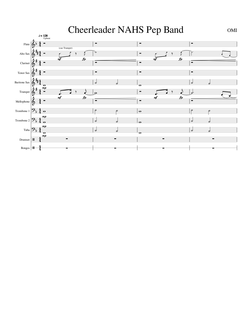 Cheerleader NAHS Pep Band Sheet music for Trombone, Tuba, Flute, Drum ...