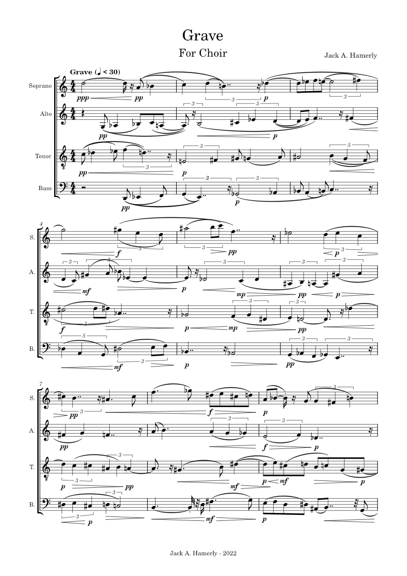 Grave Sheet music for Soprano, Alto, Tenor, Bass voice (Choral ...