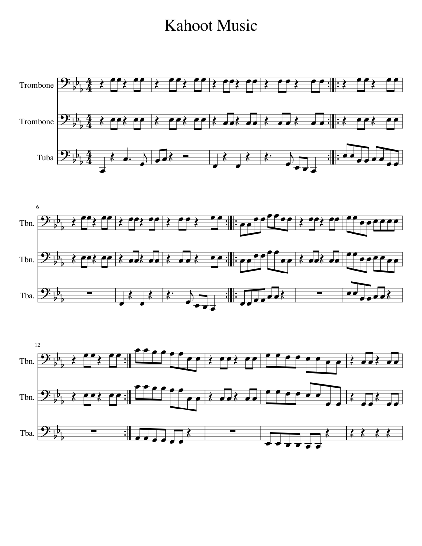 Kahoot Lobby Theme Sheet music for Trombone, Tuba (Brass Trio ...