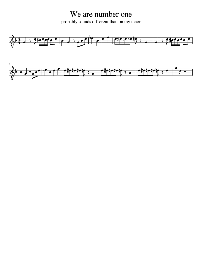 We are number one shorter Sheet music for Saxophone (Tenor) (Solo ...