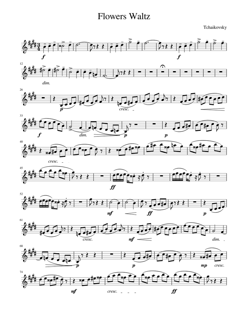 Flowers Waltz Sheet music for Clarinet in b-flat (Solo) | Musescore.com
