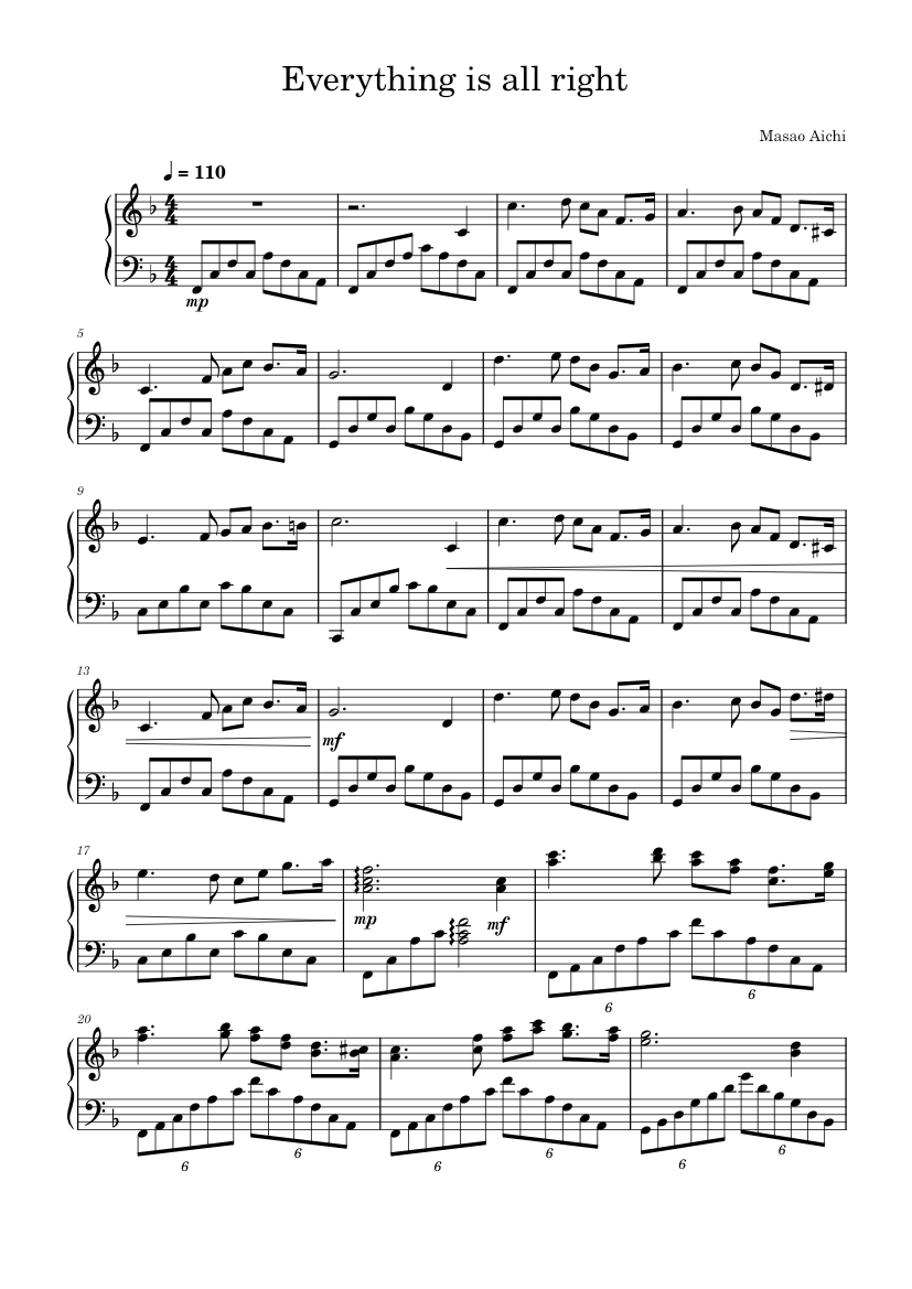 Everything is all right Sheet music for Piano (Solo) | Musescore.com