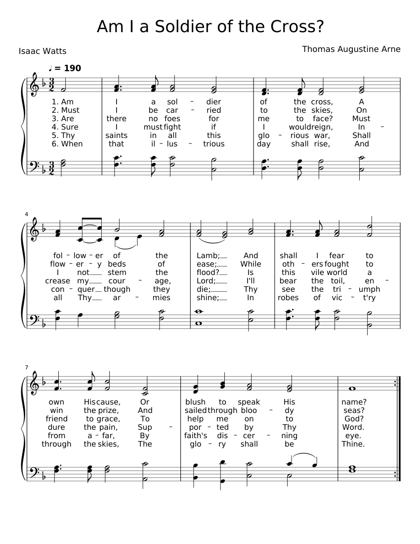 Am I a Soldier of the Cross? Sheet music for Piano (Solo) Easy ...