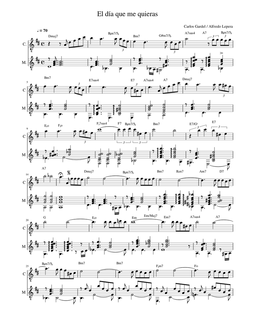 El día que me quieras Sheet music for Guitar (String Duet) | Musescore.com