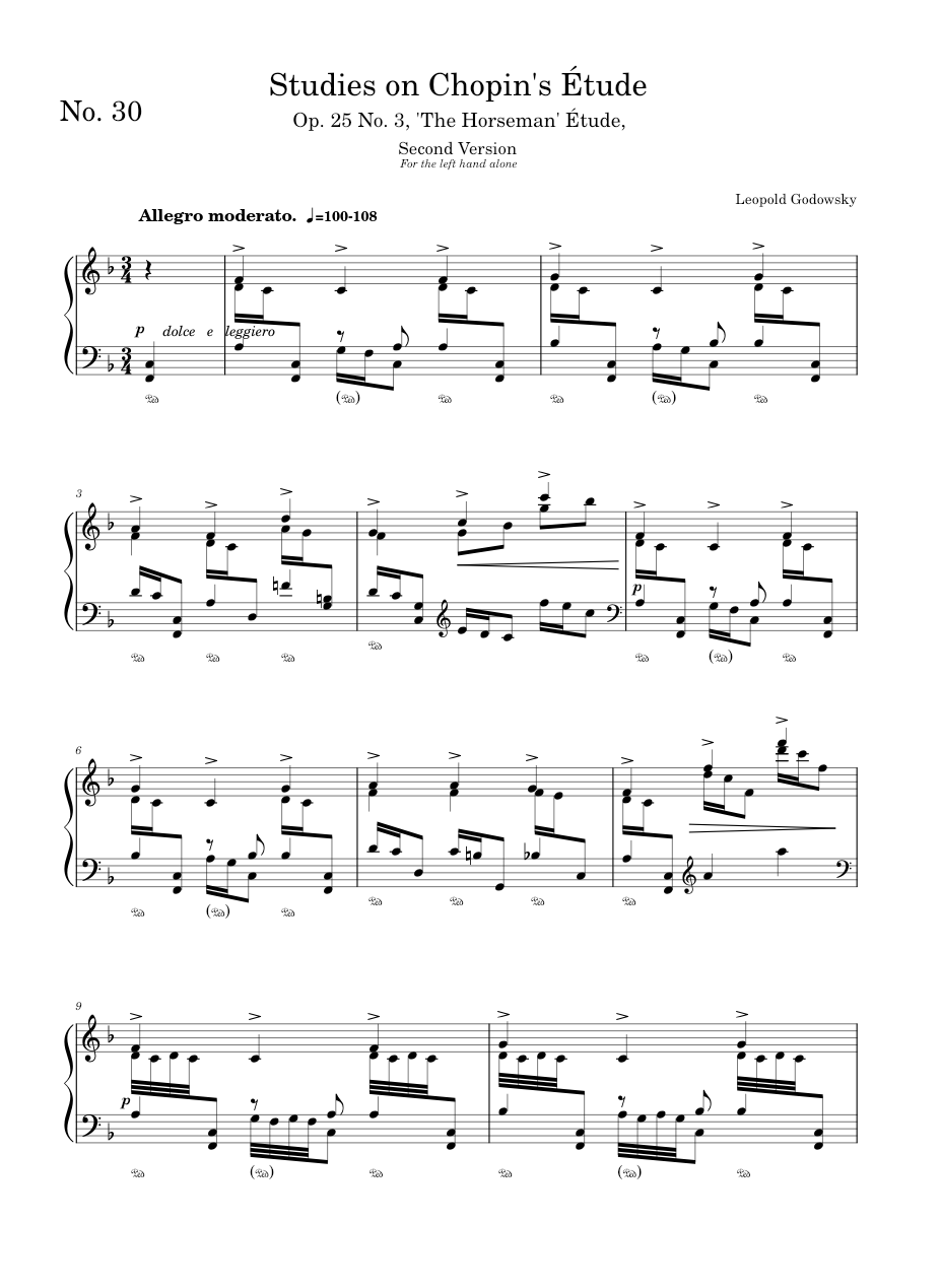 Study No. 30 on Chopin's Étude (Op. 25 No. 3) – Leopold Godowsky Sheet music for Piano (Solo ...