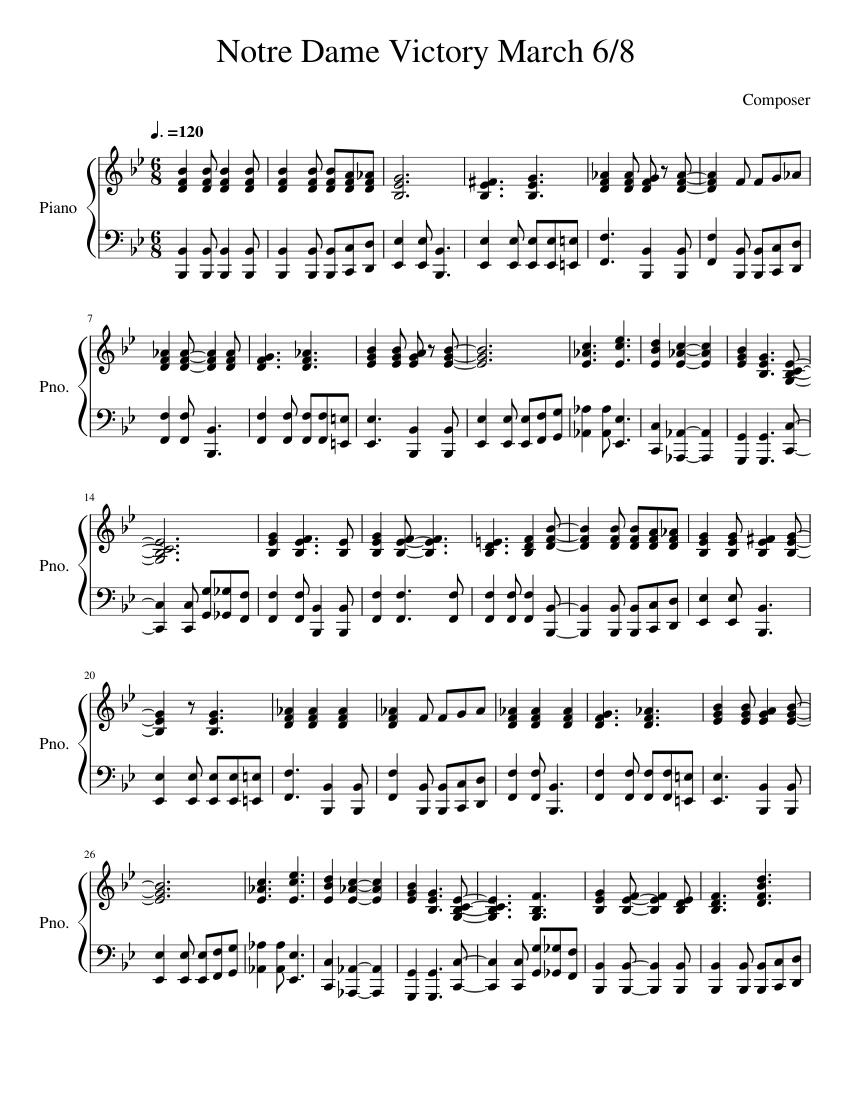 Notre Dame Victory March – Michael J. Shea Sheet music for Piano (Solo ...