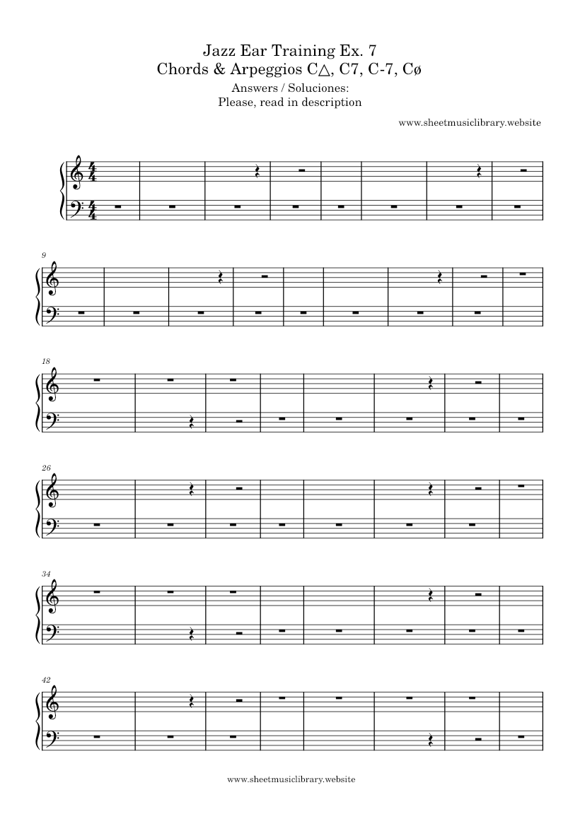 Jazz Ear Training Chords and Arpeggios C , C7, C-7, Cø Sheet music for ...