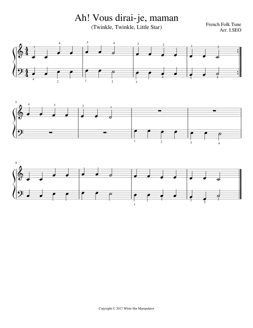 Ah! Vous dirai-je, maman Sheet music for Piano (Solo) Easy | Musescore.com