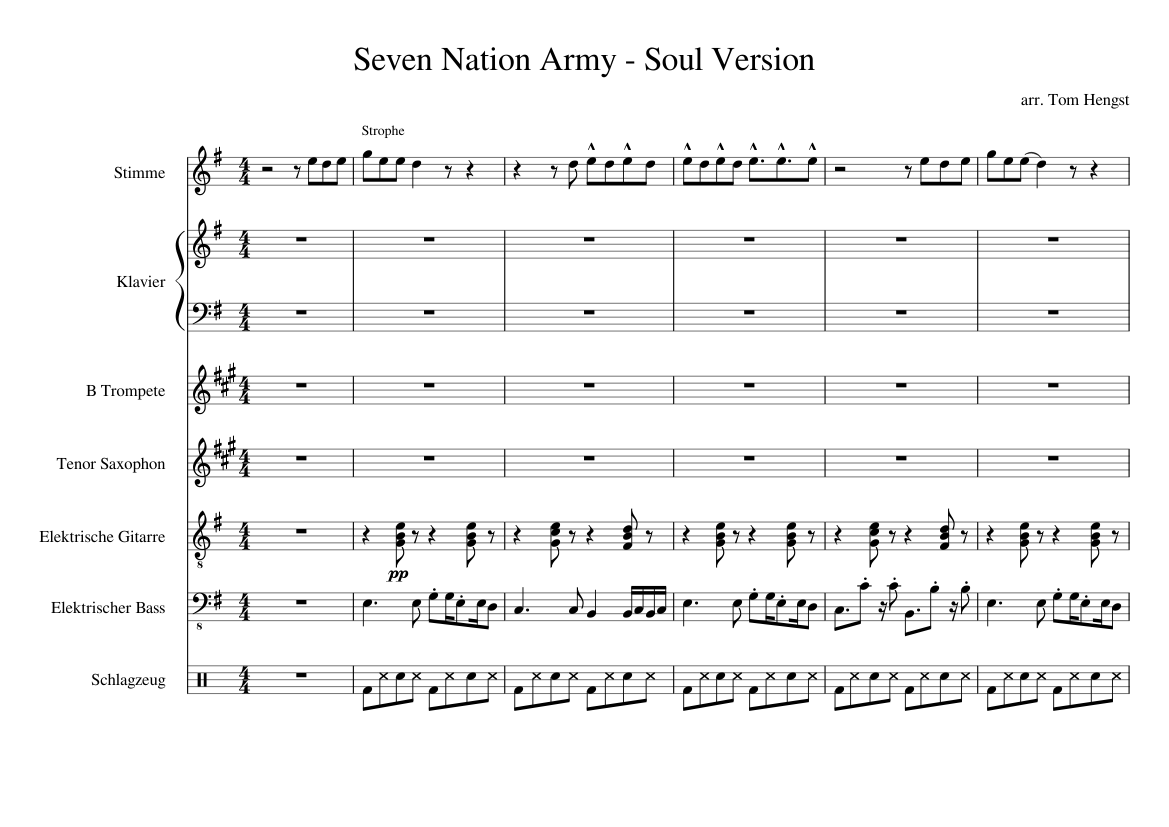 Seven Nation Army - Retro Version Sheet Music for Piano, Vocals ...