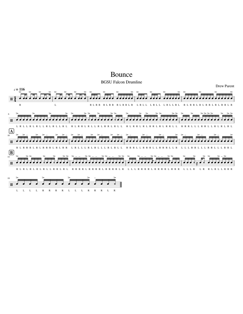 Bounce Sheet music for Snare drum (Solo) | Musescore.com