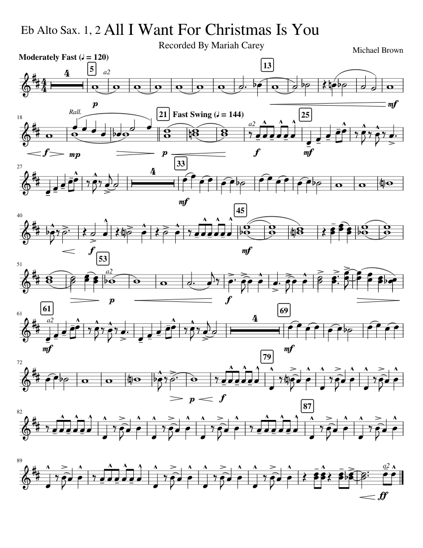 All I Want For Christmas Is You Sheet music for Saxophone (Alto) (Solo ...