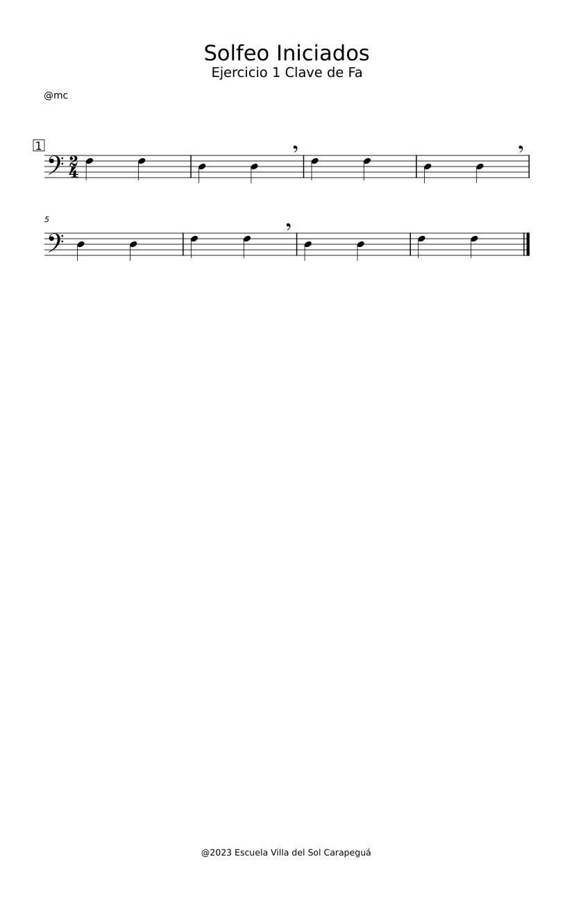Solfeo Iniciados – Ejercicio 1 Clave de Fa Sheet music for Voice (other ...
