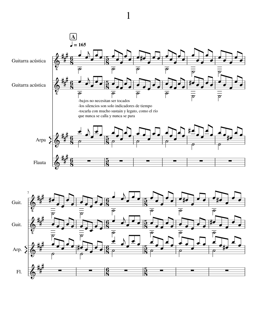 Symphony No.9, Op.125 – Ludwig van Beethoven 1 Sheet music for Flute, Guitar, Harp (Mixed ...