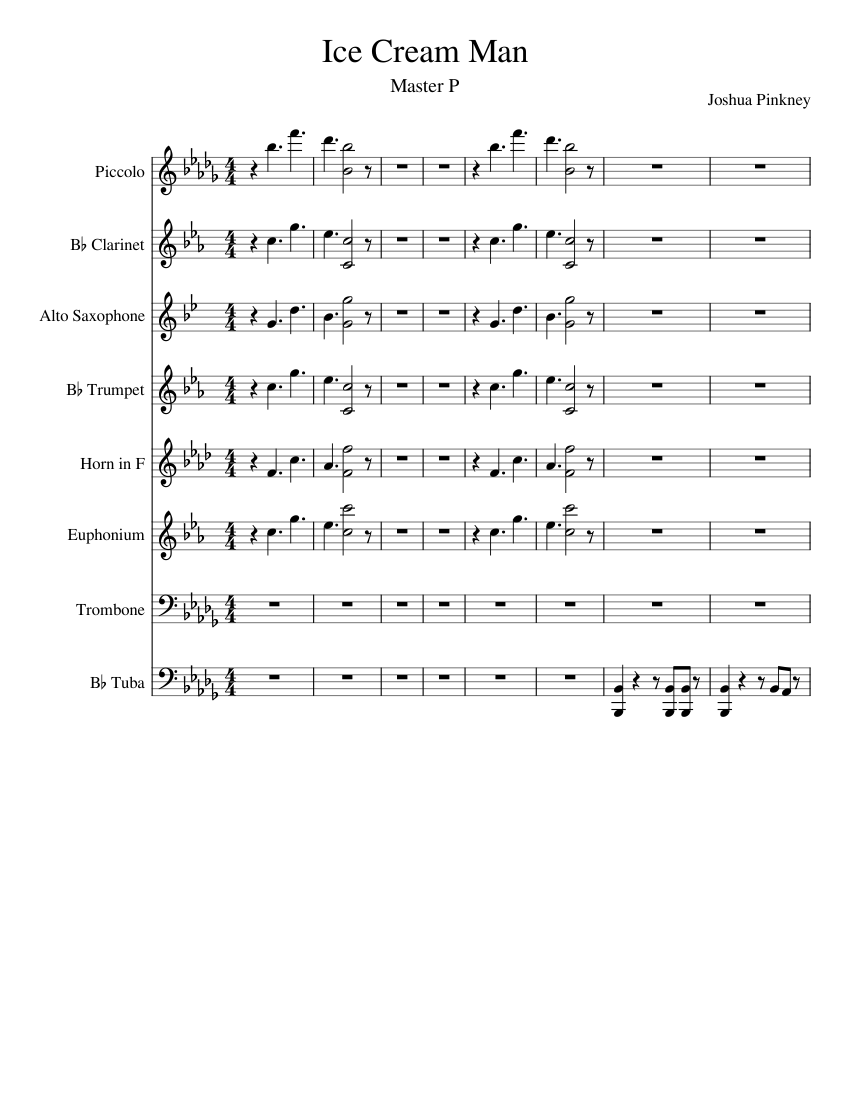 Ice Cream Man Sheet music for Trombone, Euphonium, Tuba, Flute piccolo ...