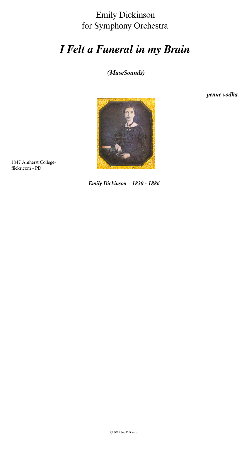 Emily Dickinson for Symphony Orchestra - I Felt a Funeral in my Brain ...