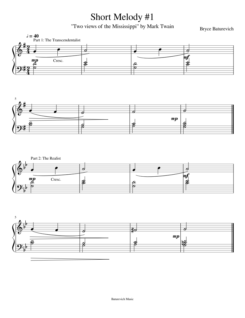 Short Melody #1 Sheet music for Piano (Solo) | Musescore.com
