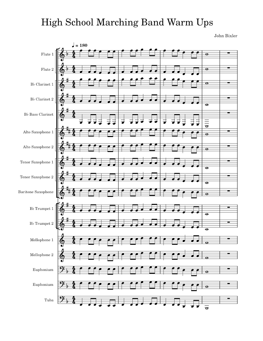 High_School_Marching_Band_Warm_Ups Sheet Music for Euphonium, Tuba, Mellophone, Flute & more ...