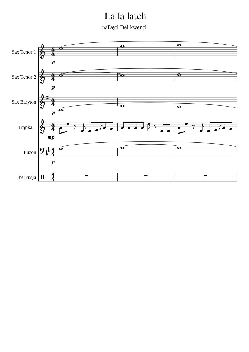 La la latch Sheet music for Trombone, Saxophone tenor, Saxophone ...