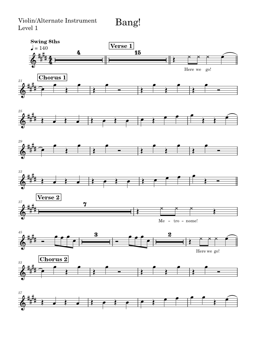 BANG! – AJR - Violin_Alternate_Instrument_Level_1 Sheet music for ...