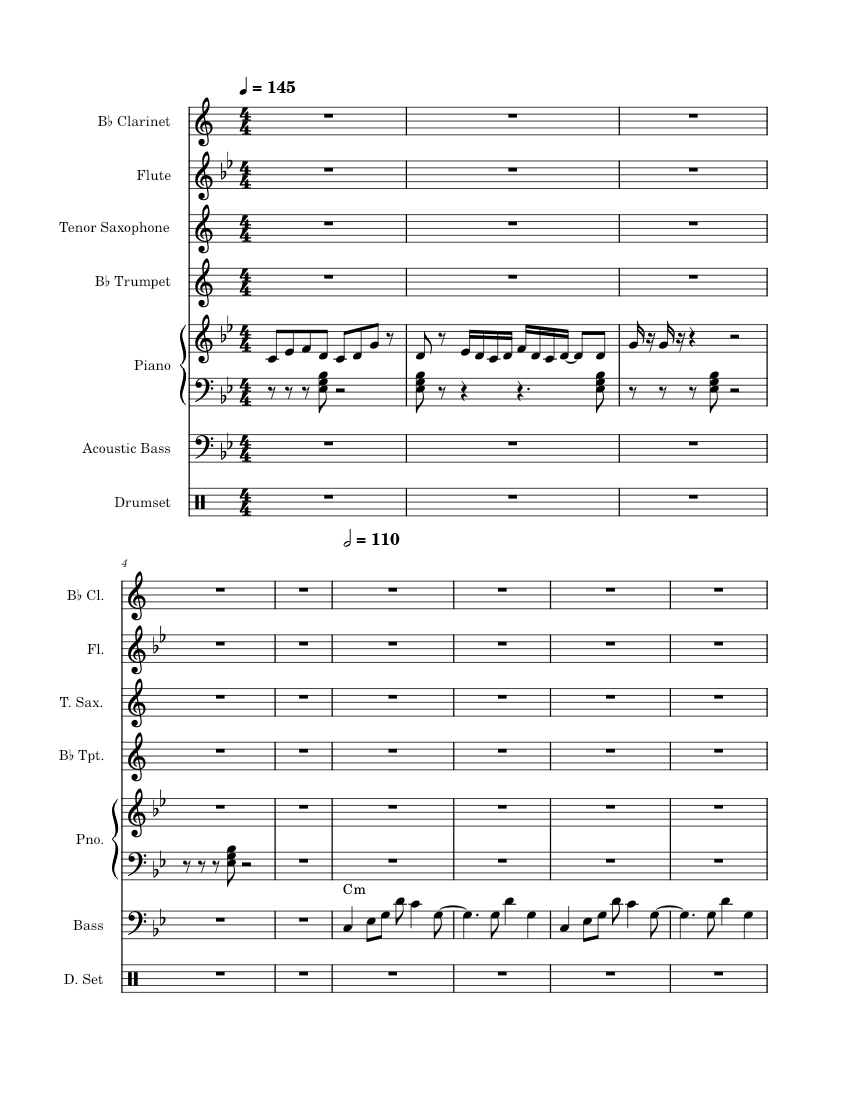 blue bossa Sheet music for Piano, Flute, Clarinet in b-flat, Saxophone ...