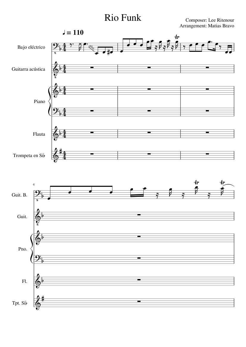 Rio Funk Sheet music for Piano, Flute, Trumpet in b-flat, Guitar & more ...