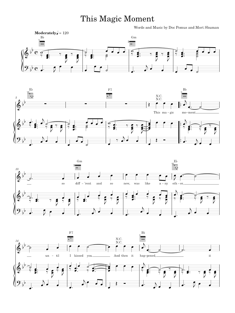 This Magic Moment Sheet music for Piano, Vocals by Dirty Dancing ...