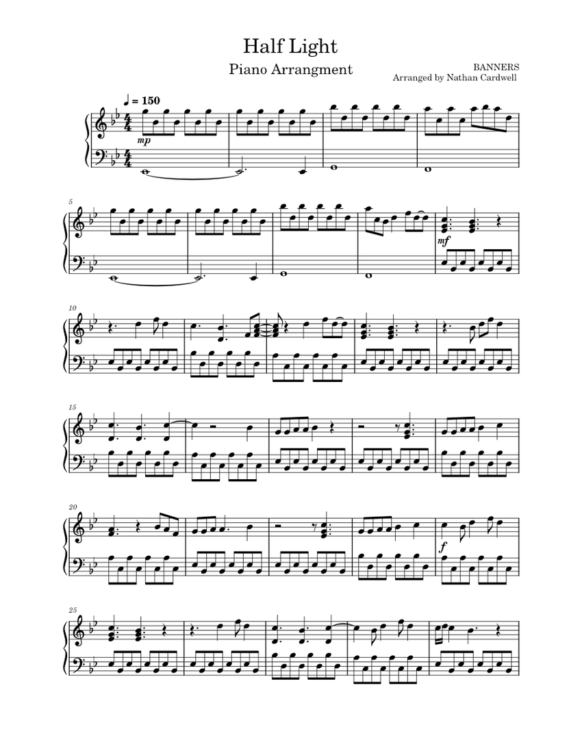 Half light – BANNERS Sheet music for Piano (Solo) | Musescore.com