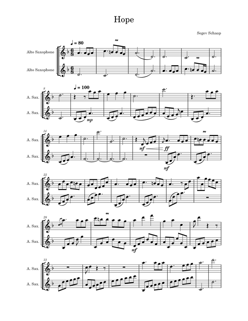 Fate Apocrypha Hope – Masaru Yokoyama hope Sheet music for Saxophone ...