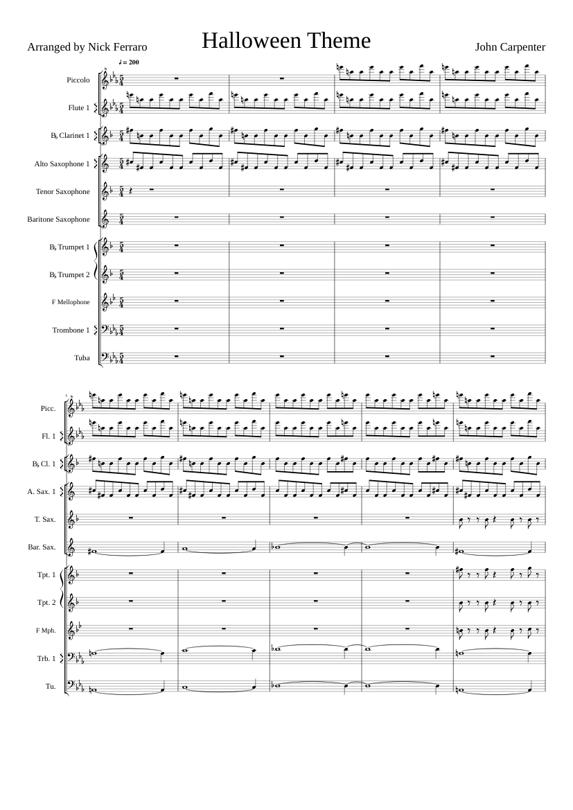 Halloween Theme Sheet music for Trombone, Tuba, Flute, Oboe (Mixed ...