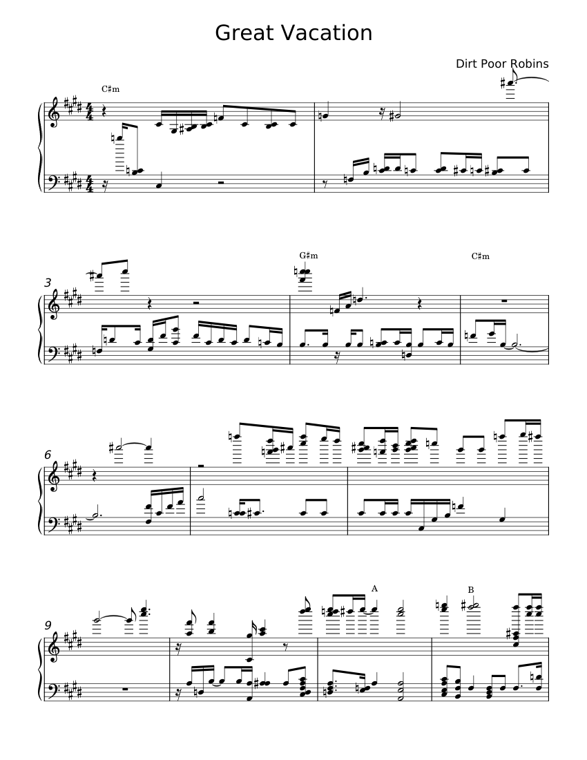 Great vacation - Dirt Poor Robins Sheet Music with Chords for Piano ...