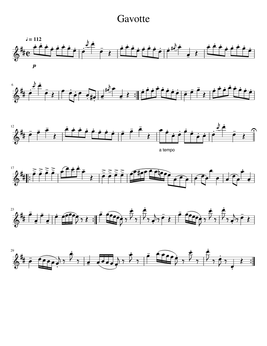 Gavotte Sheet music for Flute (Solo) | Musescore.com