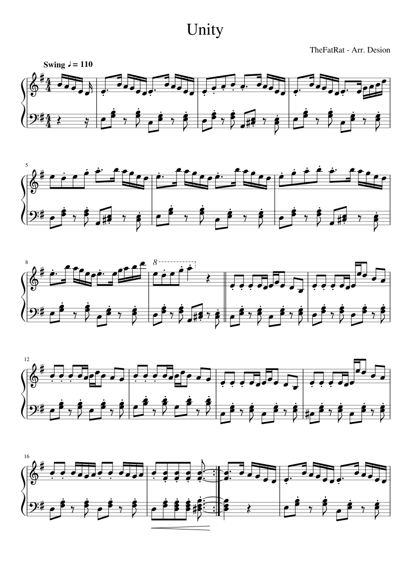 TheFatRat - Unity Sheet Music for Piano (Solo) | MuseScore.com