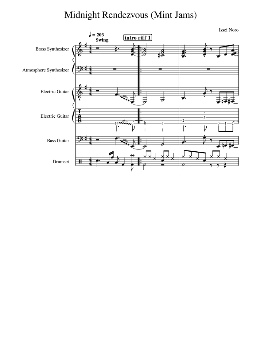 Midnight Rendezvous Mint Jams Sheet music for Guitar, Bass guitar, Drum ...