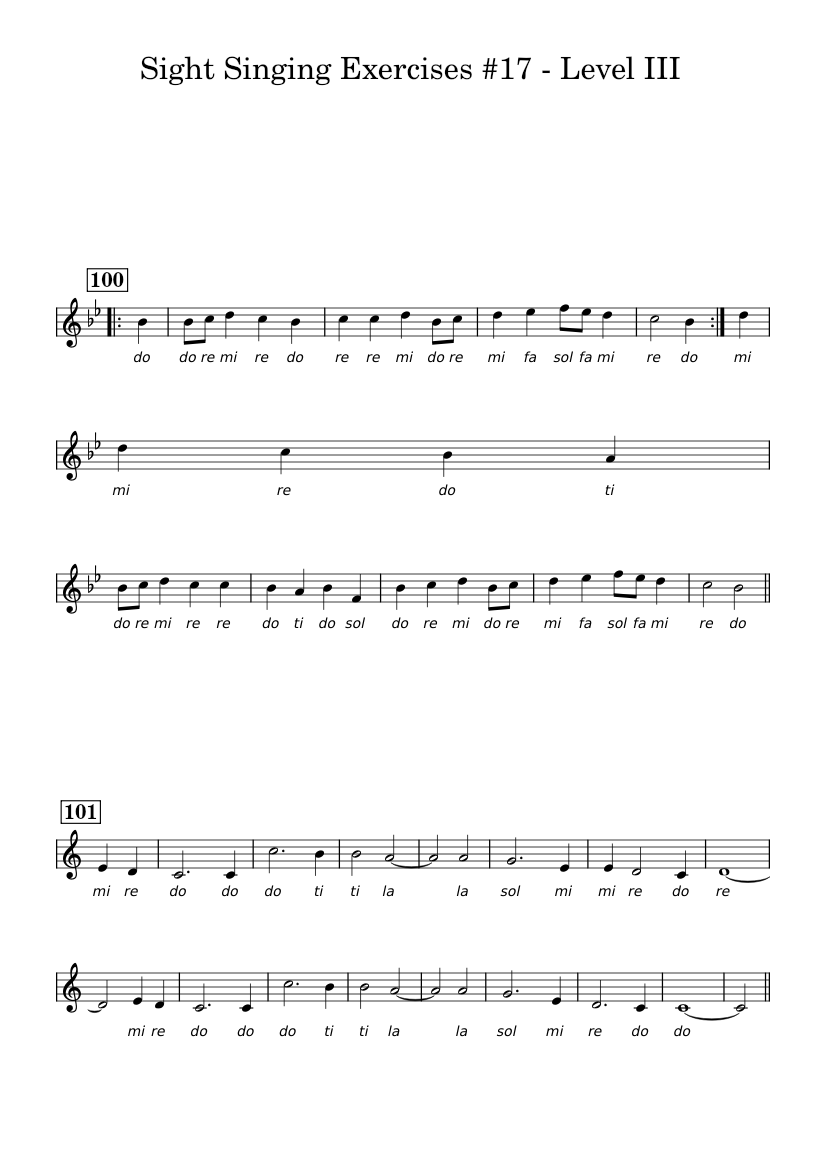 Sight Singing Exercises #17-Level III Sheet music for Vocals (Solo) | Musescore.com