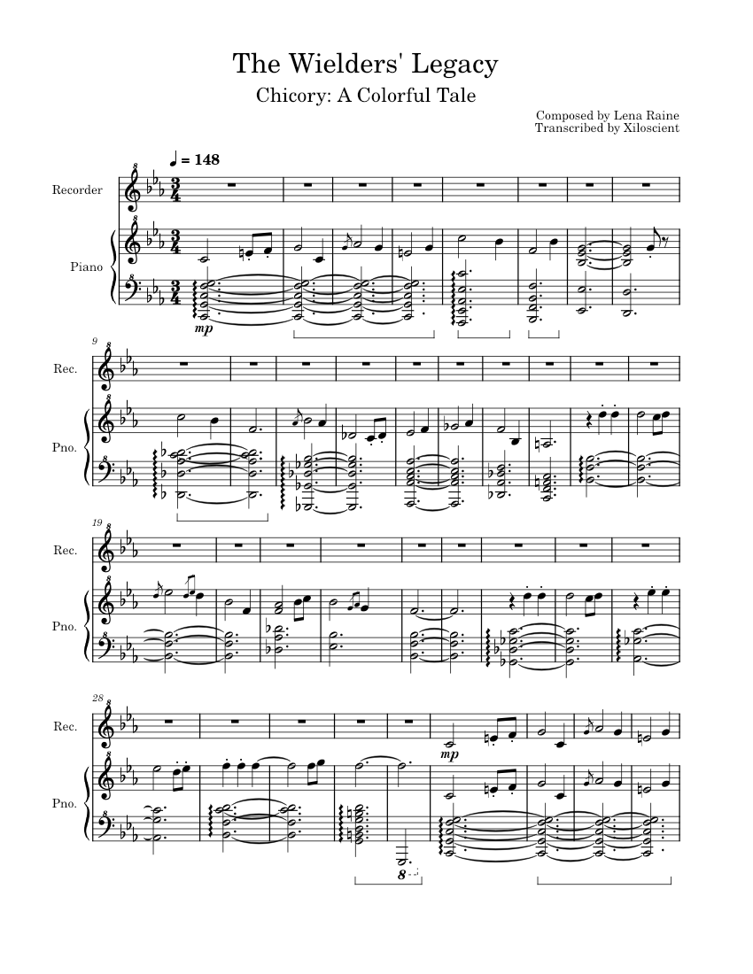 The Wielders' Legacy – Lena Raine Sheet music for Piano, Recorder (Solo ...