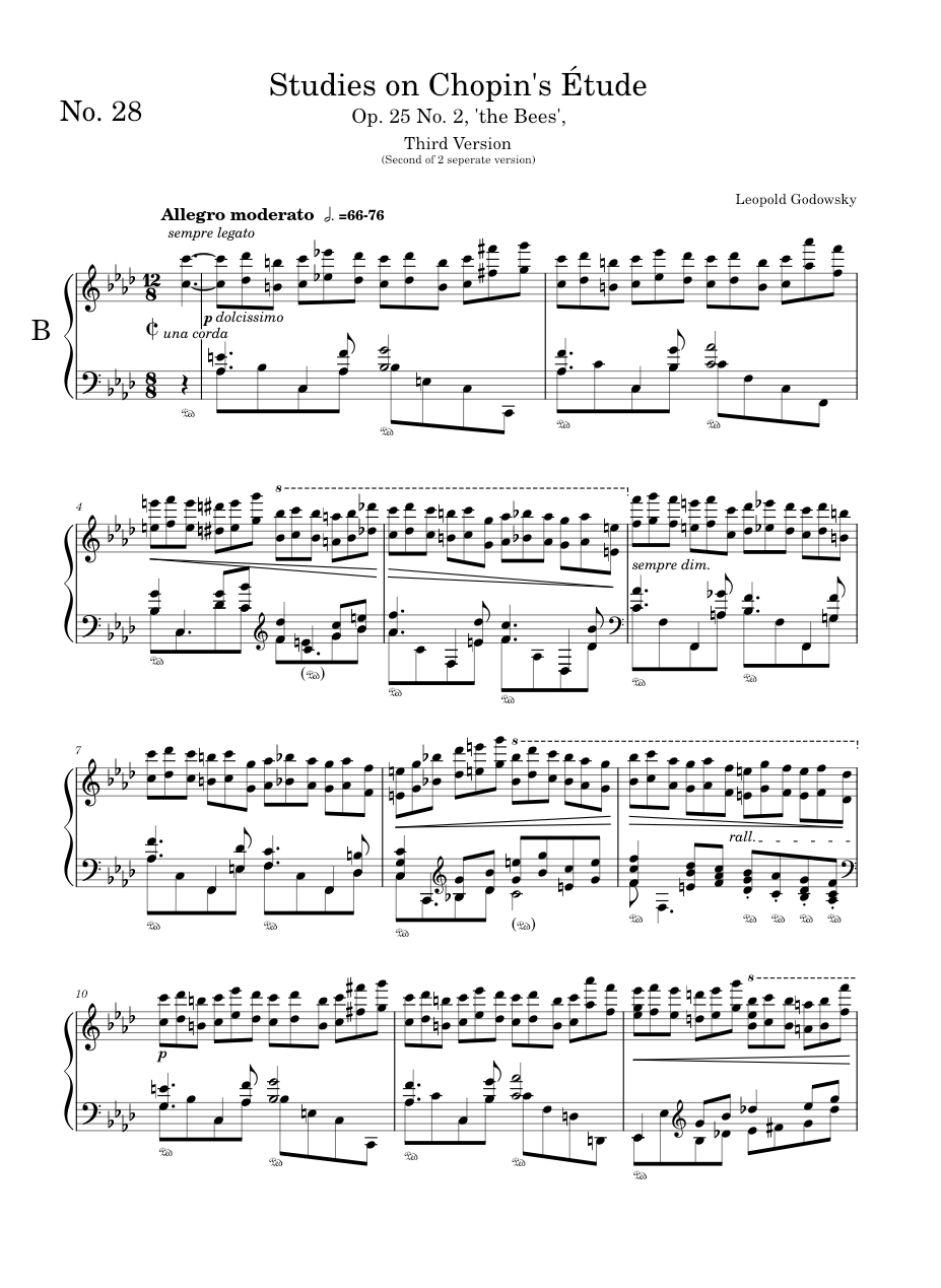 Study No. 28-2 on Chopin's Étude (Op. 25 No. 2) – Leopold Godowsky Sheet music for Piano (Solo ...