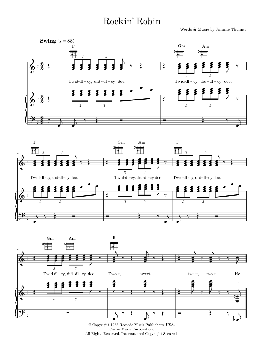 Play Official version of Rockin' Robin sheet music by Michael Jackson ...