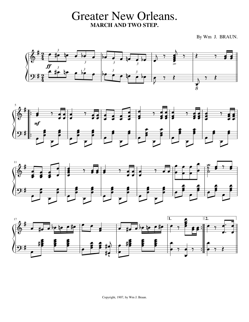 Greater New Orleans (1907) Sheet music for Piano (Solo) | Musescore.com